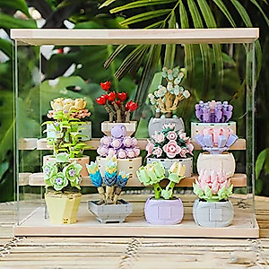 Clear Acrylic Display Case for Mini Funko Pop Action Figures,Display Stand Riser Shelf with 3 Steps,Display Cabinet Dustproof for Mini Figure Toys Perfume Gem Stone Collectibles(12.5 x7 x10.4 inch)