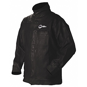 Miller Electric Black Pigskin Leather Welding Jacket, Size: 2XL, 30" Length