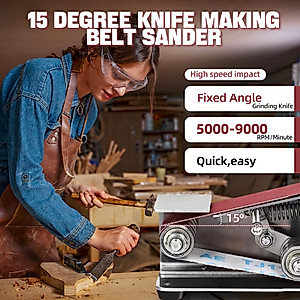 3-In-1 Mini Belt Sander - 7 Adjustable Speed Knife Making Belt Grinder Knife Sharpening System - For Hunting Serrated & Kitchen Knives Wood Plastic Crafts