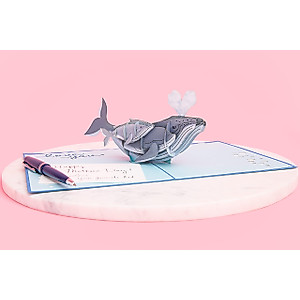 PopLife Humpback Whale Parent and Child 3D Pop Up Card - Mother's Day Gift, Whale Lover's Birthday, Graduation - for Mom, for Daughter, for Son, for Parent, for Dad
