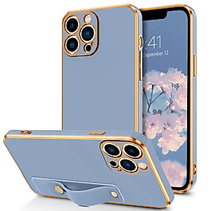 VENINGO iPhone 13 Pro Case, Slim Fit Soft TPU with Adjustable Wristband Kickstand, Scratch Resistant Shockproof Protective Cover for iPhone 13, Lavender Grey