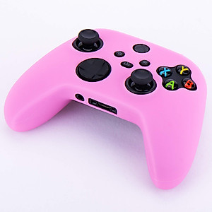 YoRHa Silicone Thickened Cover Skin Case for Xbox Series X/S Controller x 1(Pink) with Thumb Grips x 10