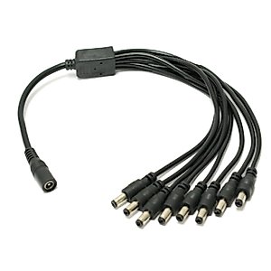 SOLTECH 8 Way DC Power Supply Splitter for Security Cameras 1 Female to 8 Male 5.5 * 2.1mm 8 Channel Y Adaptor for CCTV Surveillance Cameras (1)