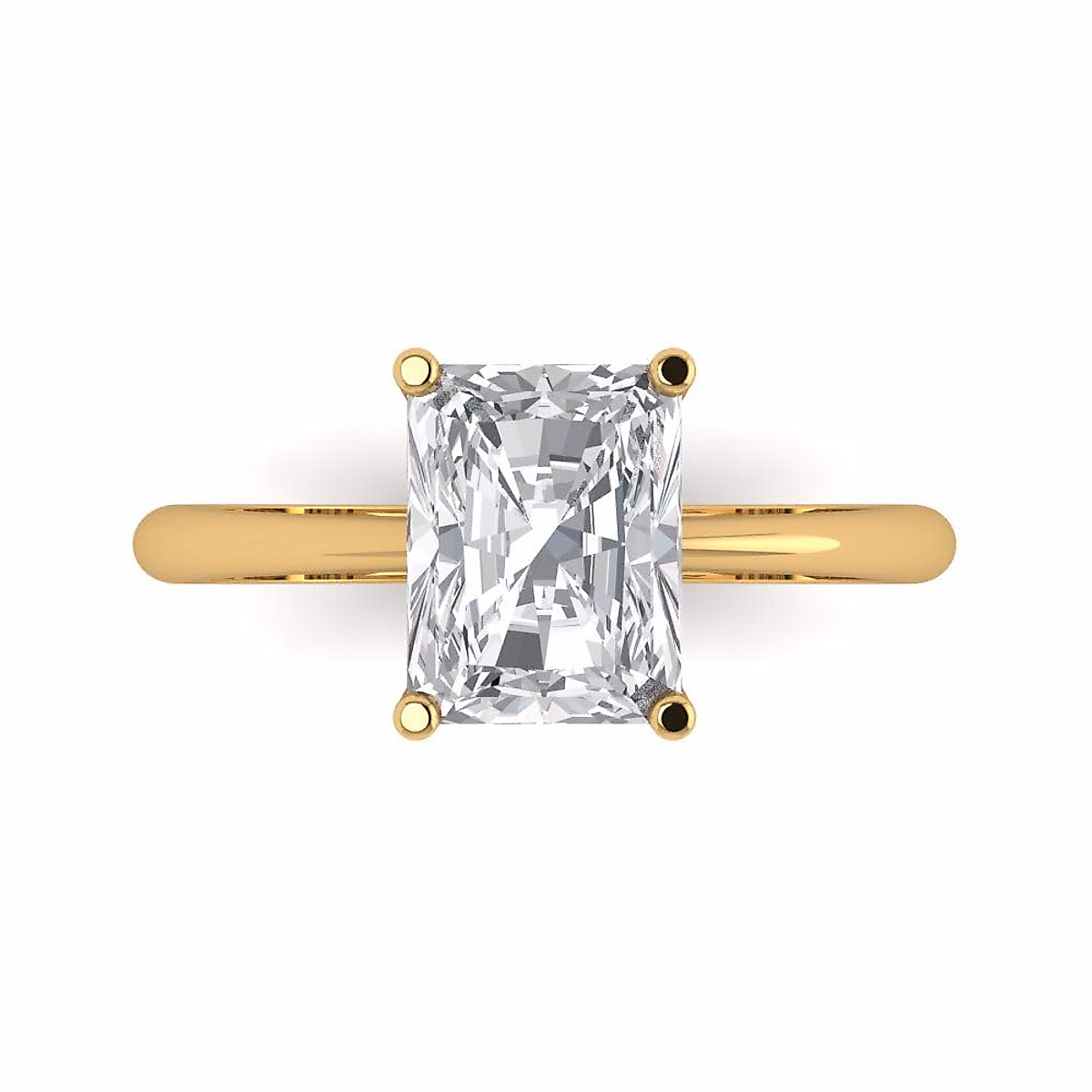 Clara Pucci 2.5ct Radiant Cut Solitaire Genuine Moissanite Wedding Bridal Designer Anniversary Engagement Ring in 14k Yellow Gold