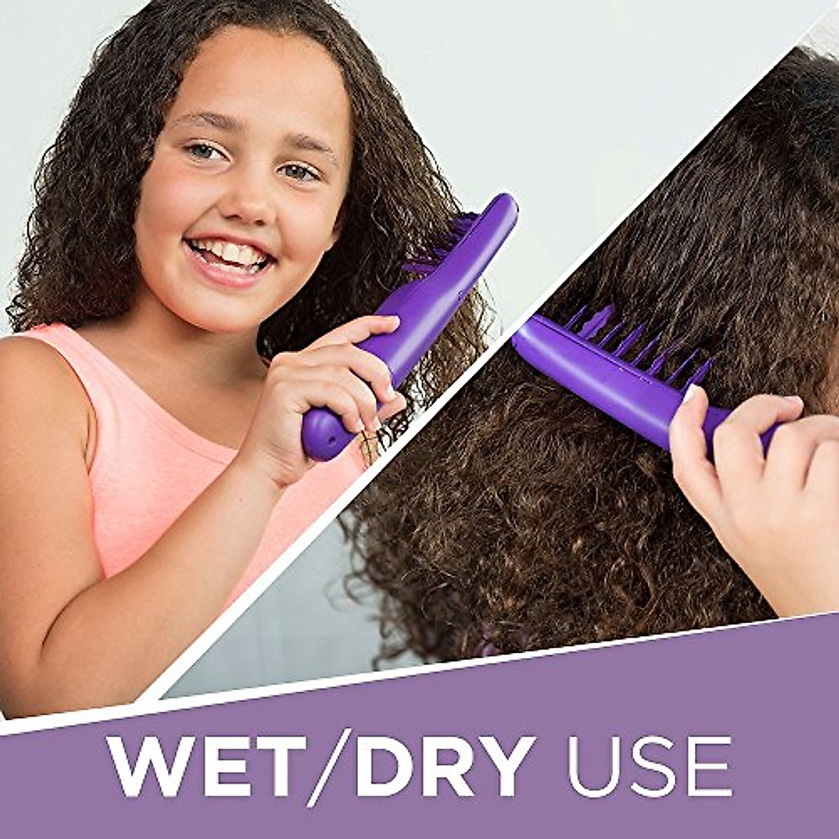 Remington DT7432 Wet or Dry Tame The Mane Electric Detangling Brush with Brush Cover, Adults & Kids, (Batteries Included), Purple, 1 Count