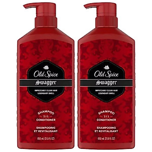 Old Spice 2 in 1 Shampoo and Conditioner for Men, Swagger Scent, 21.9 Ounce Pump Bottle (Pack of 2)2