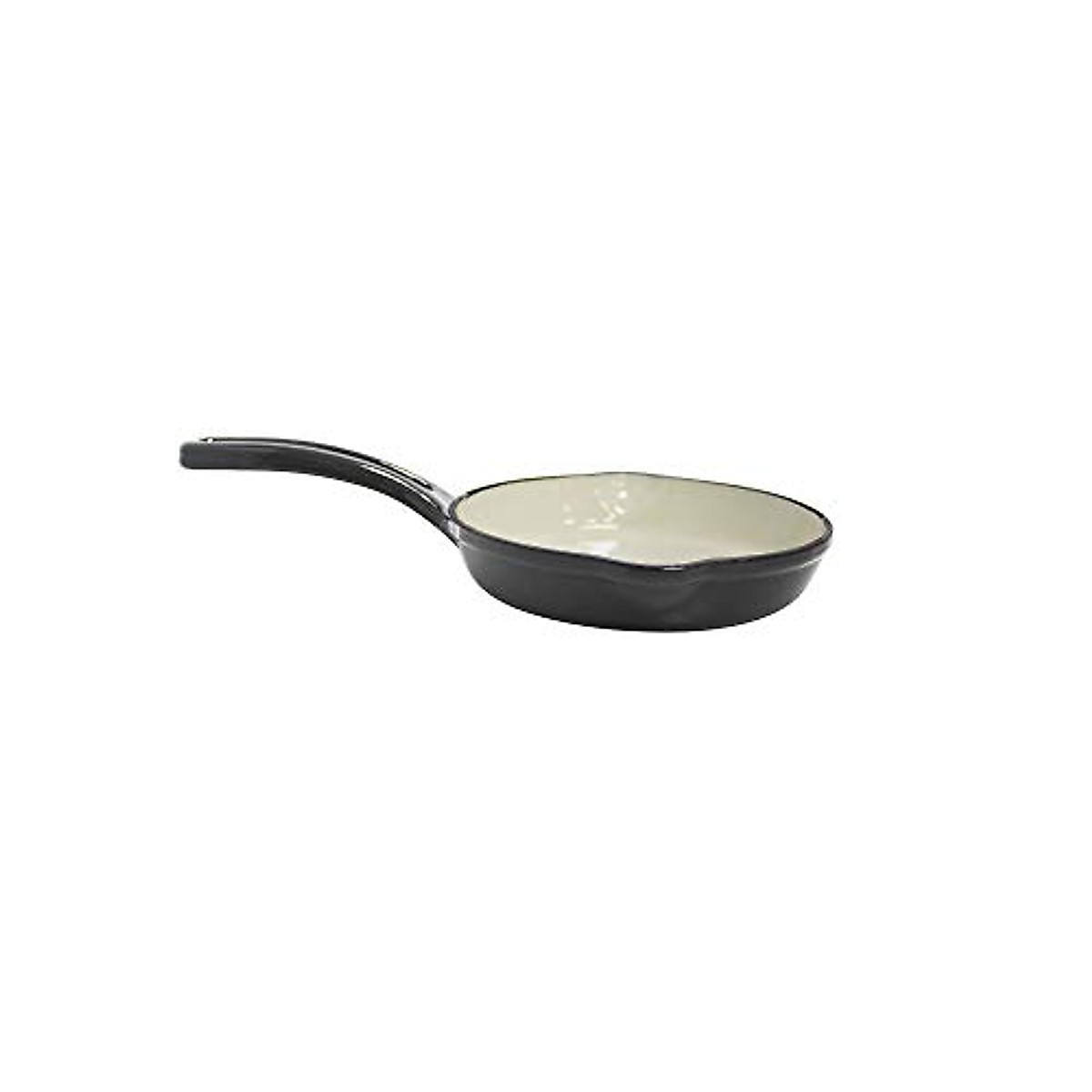 Mirro MIR-19056 6" Mini Cast Iron White Enamel Coated Interior Skillet, Grey, Ready to Use
