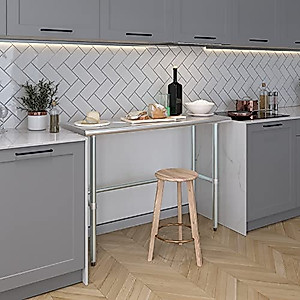 18" X 48" Stainless Steel Table with Open Base Table | Commercial & Residential Kitchen Laundry Garage Utility Bench | NSF Metal Prep Table