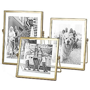 AceList Set of 3 Glass Photo Frame Collection Simple Metal Geometric Picture Frame with Glass Cover Includes 4 x 4, 4 x 6, 5 x 7