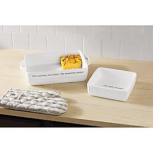 Mud Pie, White, Circa Baker Set, small 8" x 9" | large 9" x 13"
