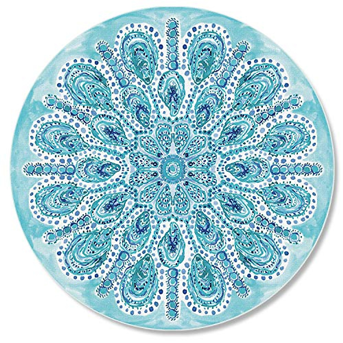 CounterArt Ocean Fantasy 4mm Heat Tolerant Round Tempered Glass Cutting Board 16" Round Manufactured in the USA Food Preparation Board, Cake Plate, Pizza Stand