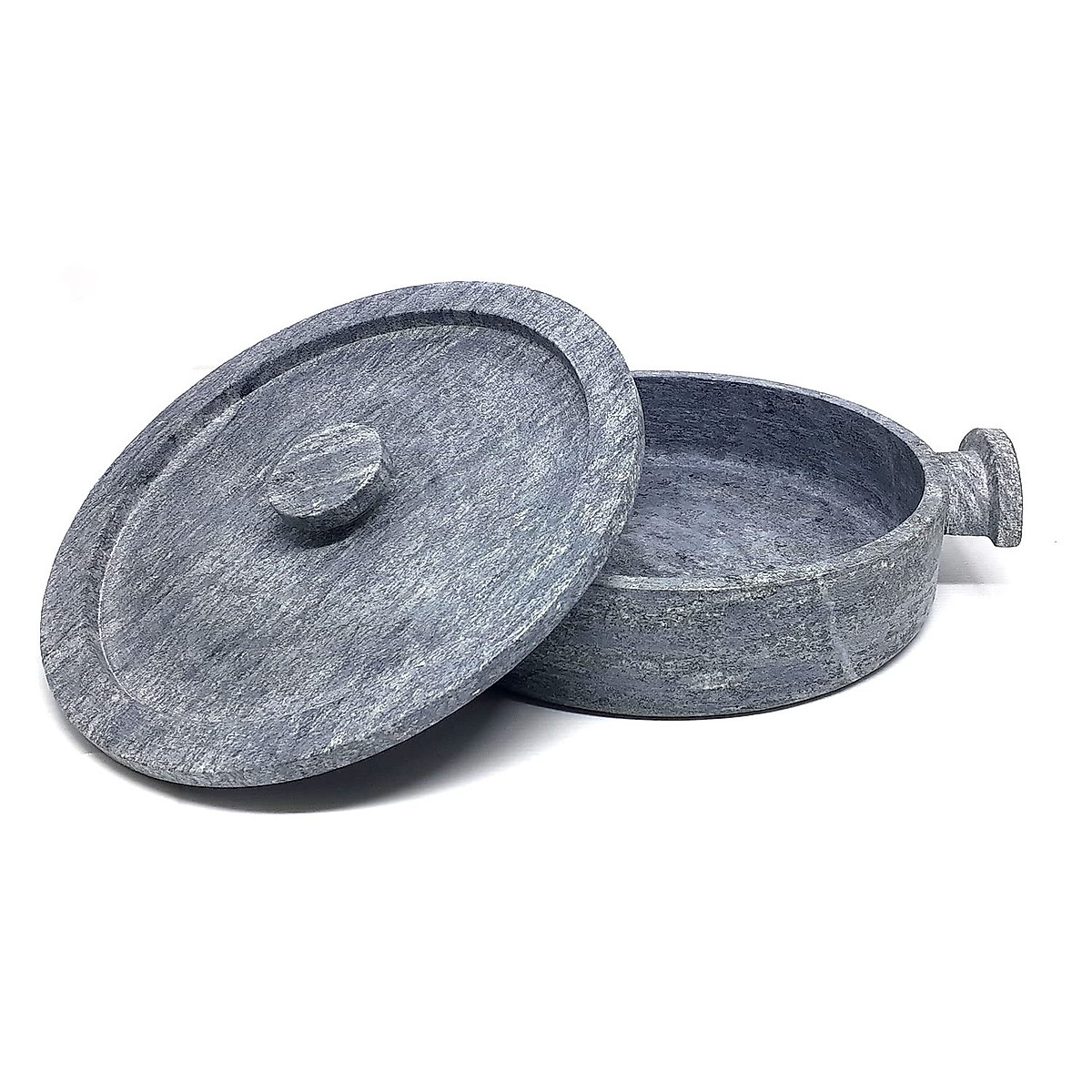 Cookstone 2.4 quarts saute pan and braiser | Handcrafted from a block of pure soapstone | Unique, durable and eco-friendly | Non-toxic and Non-stick | One time seasoning |THE GREEN ALTERNATIVE TO CAST