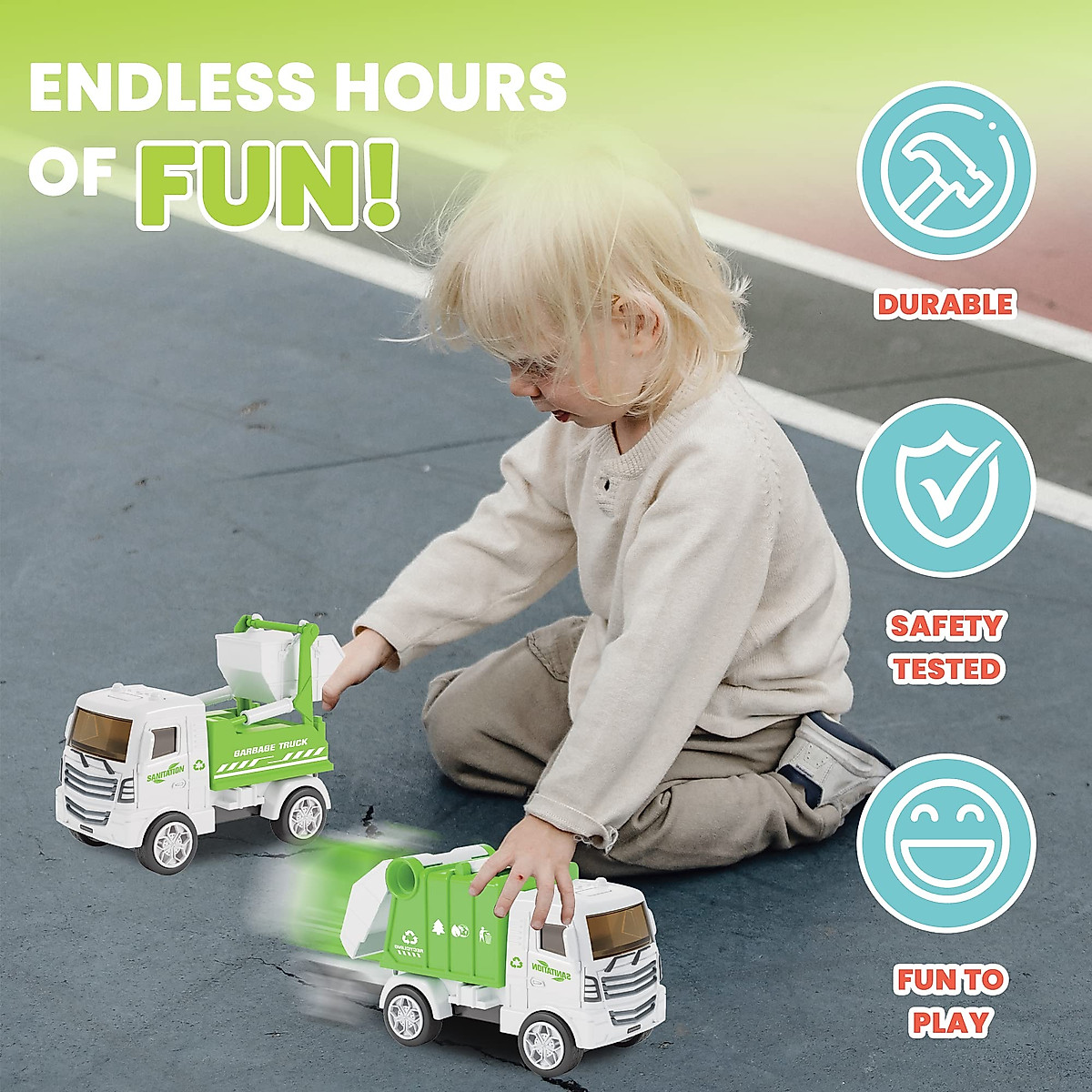 KIDSTHRILL Small Toy Garbage Truck Toys for Boys & Girls Aged 3-12 – 4pcs Set with Different Models, Garbage Truck Trash Truck & Dump Truck