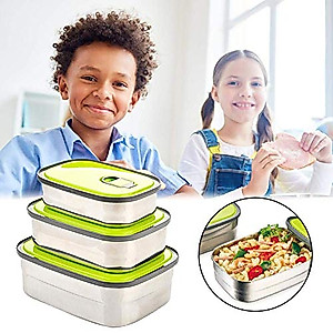 Bento Lunch Box for Kids Adults, Stainless Steel Leakproof Lunch Containers Boxs for Kids Storage, Vacuum Fresh-Keeping for School Work Picnic, Food-grade Silicone