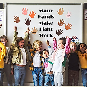 72 Pieces Hand Cutouts Paper Skin Tone Handprint Accents Hand Shaped Cut Out Cardstock Bulletin Board Classroom Decoration for Teacher Student Back to School Party