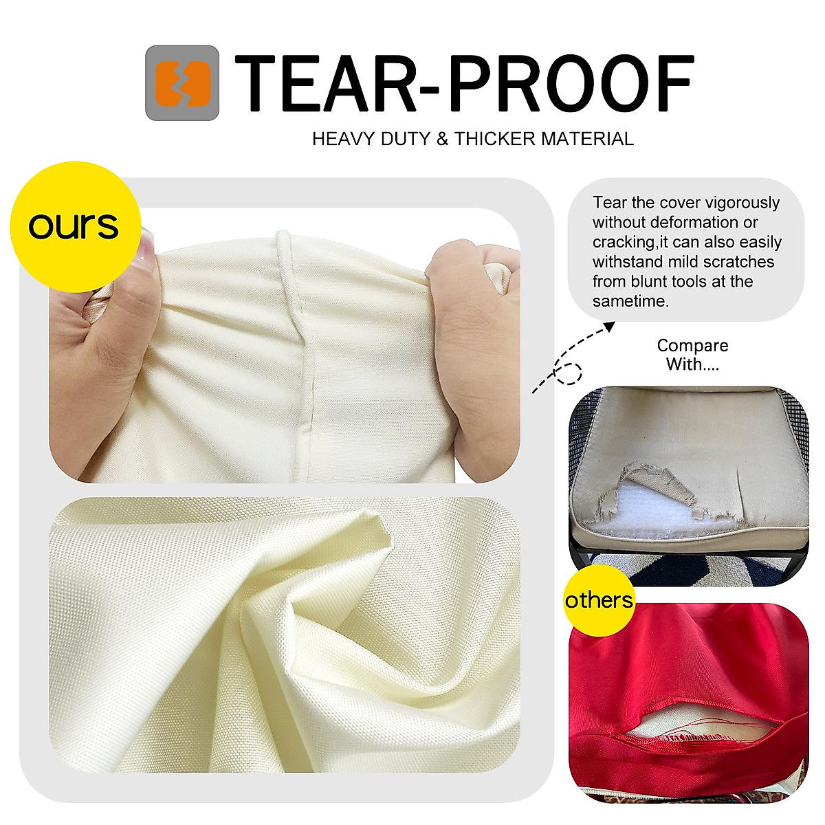 ClawsCover 8Pack Outdoor Seat and Back Cushions Replacement Covers Fit for 4 Pieces 4-Seater Wicker Rattan Patio Furniture Set Loveseat Sectional Couch with Storage Box,Cream-Include Cover Only