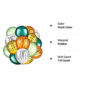 Liliful 24 Pieces Jungle Balloons 12 Inch Jungle Safari Balloons Animal Print Balloons Jungle Safari Theme Party Decorations Jungle Theme Party Supplies (Fresh Color,Animal Print Style)