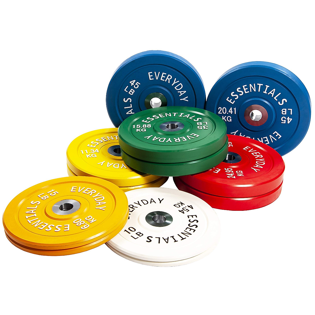 BalanceFrom Color Coded Olympic Bumper Plate Weight Plate with Steel Hub, 35LB Pair