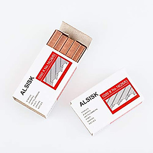 Alsisk 26/6 Standard Staples,1/4 Inch Leg,4 Boxes-4000, Rose Gold