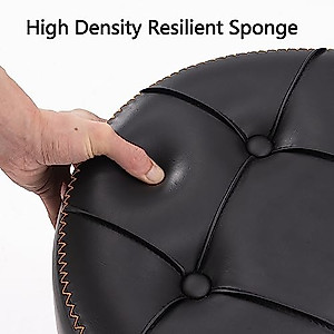 Purgreen Modern Adjustable Height Swivel Circular Bar Stools,360°Counter Height Swivel Chair,Comfortable Faux Leather Seat,Ideal for Home Kitchen Island Living Room and Bar Space