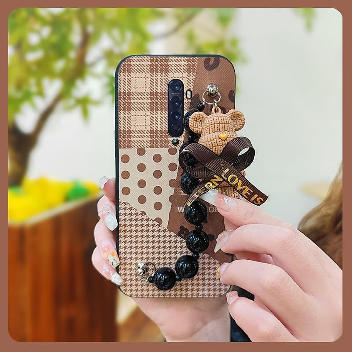 Lulumi-Phone Case for Oppo Reno2, Back Cover Cartoon Black Pearl Pendant Waterproof Simplicity Soft case Skin-Friendly Feel Dirt-Resistant Phone case Cute Protective case Silicone