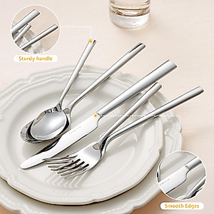KINGSTONE Silverware Set, 30-Piece Forged Flatware Set Cutlery Set Premium Stainless Steel, Service for 6, for Kitchen, Home, Wedding, Party, Mirror Polished and Dishwasher Safe