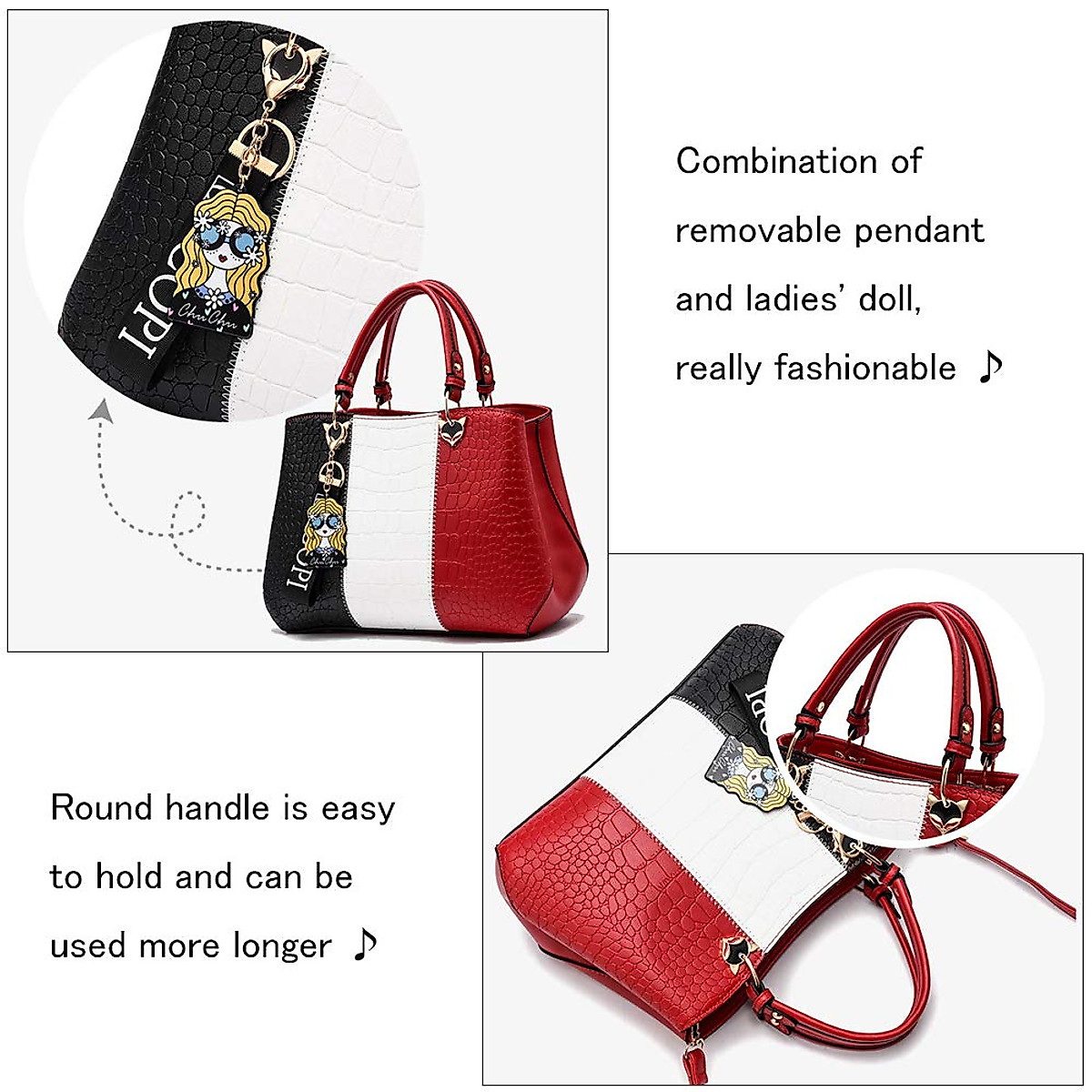 Handbags for Women Fashion Ladies Purses PU Leather Satchel Shoulder Tote Bags (Red2)