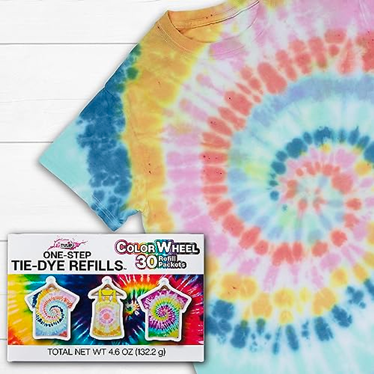 Tulip One-Step Tie-Dye Refills, Color Wheel, Permanent Fabric Dye, 30 Pack