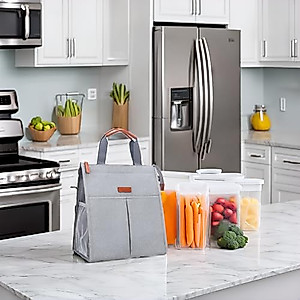 Lacdo Lunch Bag for Women Men Insulated Lunch Tote Bags Waterproof Reusable Lunch Box Soft Cooler with Pockets for Work Travel Picnic, Gray