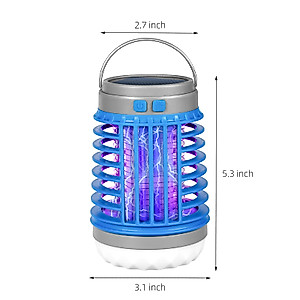 2Pack Solar Bug Zapper Light Bulb 3 in 1 Mosquitoes Killer USB Rechargeable Camping Light Flashlight,IPX6 Waterproof Portable Light Bulb Zapper Outdoor for Travel Hiking,Doorway,Corridor,Balcony,Patio