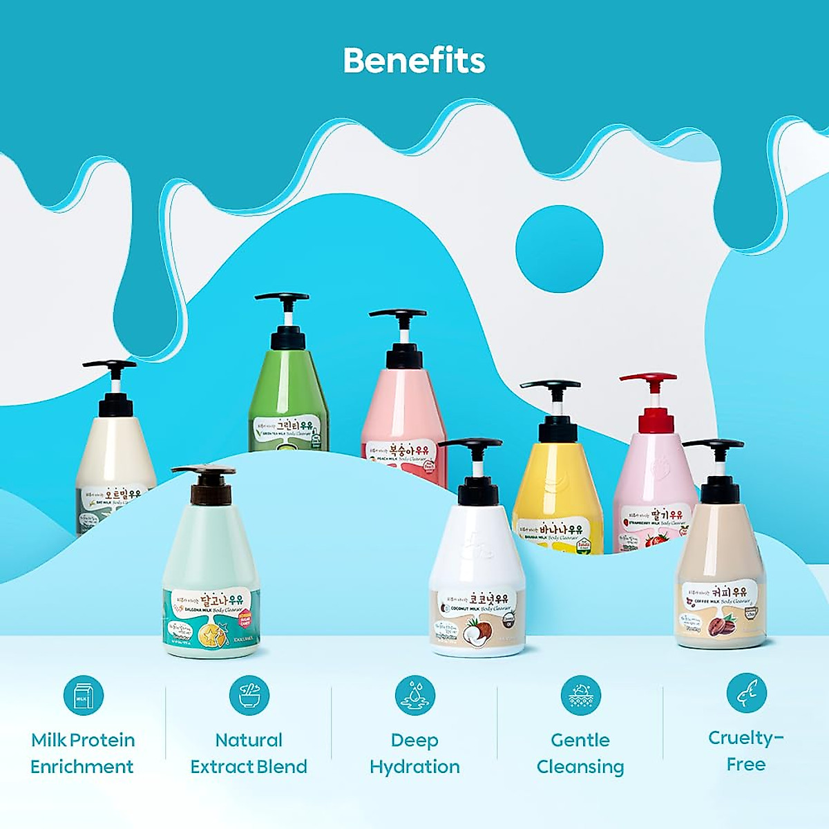 KWAILNARA Banana Milk Body Wash – Korean Body Wash with Banana Extract for Soft, Hydrated Skin 560 g / 19.75 oz.