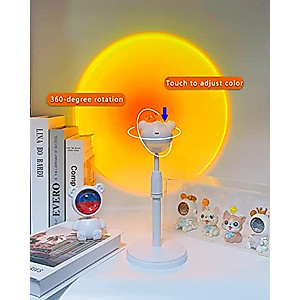 NEWHCTE RL001 Sunset Lamp Projection, 7 RGB Colors Changing Projector LED Lights Floor Lamp, 360 Degree Rotation USB Rechargeable Sunset Lamp for Party/Bedroom/Home