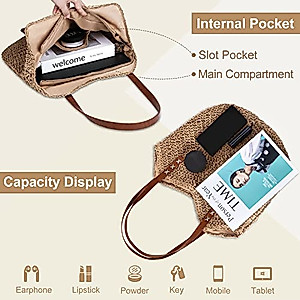 Straw Bag for Women Summer Beach Soft Woven Large Rattan Tote Shoulder Bag for Vacation