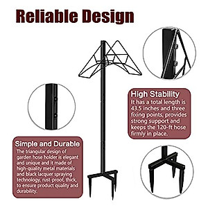 Artigarden Garden Hose Holder - Free Standing Metal Water Hose Stand Heavy Duty Flexible Pipe Storage Hanger Organizer for Lawn & Yard