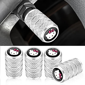 4PCS Car Tire Valve Caps Kitty Cute Accessories,Anti-Rust Anti Dust Valve Stem Cover,Universal for Cars Trucks Motorcycles and Bikes