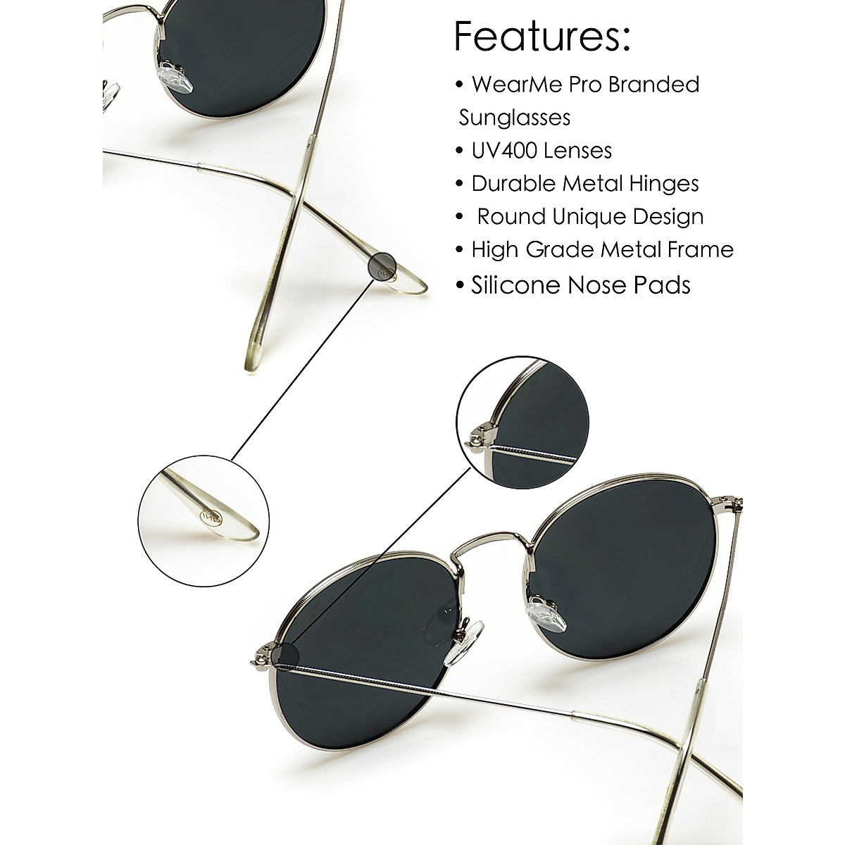 WearMe Pro - Reflective Lens Round Trendy Sunglasses