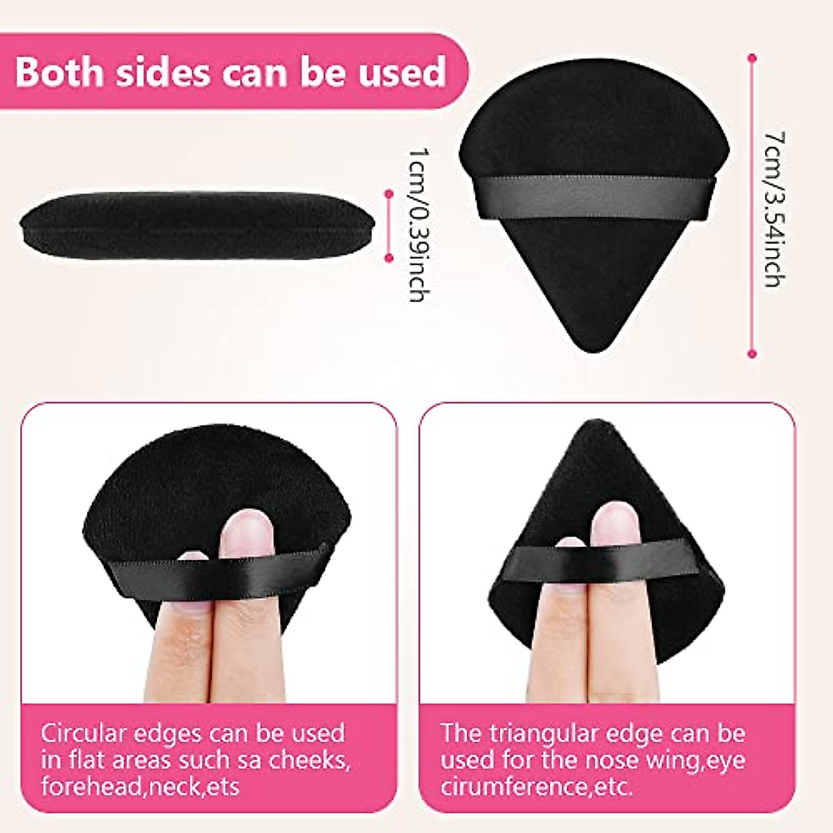 Ainiv 9PCS Powder Puffs, 2.76 inch Pure Cotton Soft Triangle Wedge Makeup Powder Puff for Loose Powder Mineral Powder Body Powder Cotton Velour Cosmetic Foundation Sponge Makeup Tool
