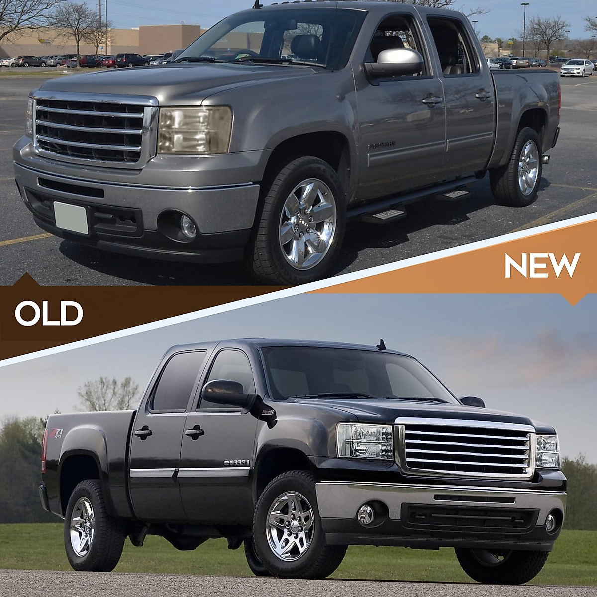 LBRST Headlight Assembly for GMC Sierra 1500 2007-2013 for GMC Sierra 2500 HD 2007-2014 for GMC Sierra 3500 HD 2007-2014 Chrome Housing Clear Reflector Driver and Passenger Side Headlamp 22853029