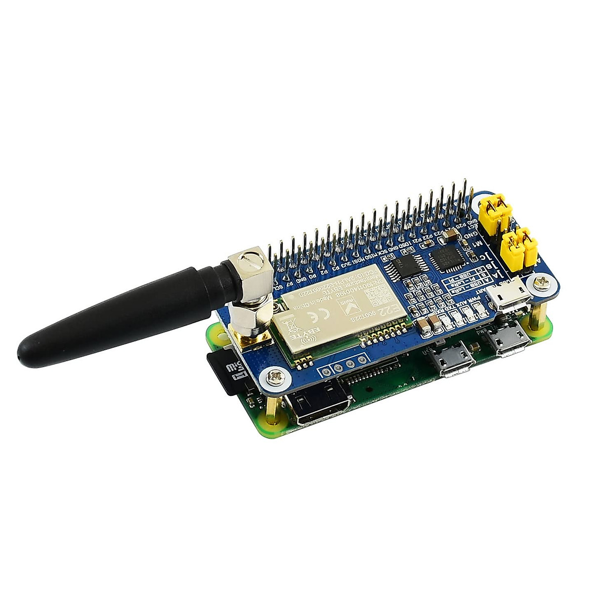 Waveshare SX1262/SX1268 LoRa HAT, Compatible with Raspberry Pi 5/4B/3B/Zero/Zero W/Zero 2W/Pico/Pico W/Pico WH, UART Interface, SX1262 868M LoRa HAT