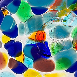 NOVICA Artisan Handblown Recycled Ecofriendly Stemless Wine Glasses Vibrant from Mexico Multicolor Clear Tableware Drinkware 'Confetti Gala' (Set of 4)