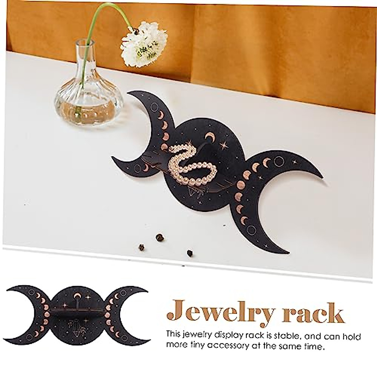Garneck 5pcs Eid Mubarak Large Shelf Floating Shelf Jewelry Organizer Storage Moon Shelf Wall Wood Display Stand Shelve Bohemian Decor Decorative Crystal Rack Decorations Fine Wooden