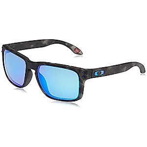 Oakley Men's OO9102 Holbrook Square Sunglasses, Matte Black Tortoise/Prizm Sapphire Iridium Polarized, 57 mm