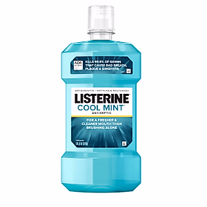 Listerine Cool Mint Antiseptic Mouthwash, Bad Breath, Plaque & Gingivitis, Mint, 1 L