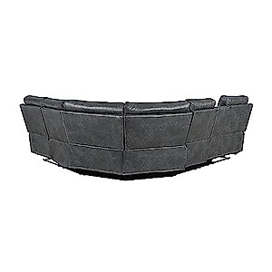 ERYE L-Shape Manual Reclining Motion Sectional Sofa Couch,5 Seaters Corner PU Leather Upholstered Recliner Sofa&Couch W/Storage Console,2 Stainless Steel Cup Holders, for Living Room Sets