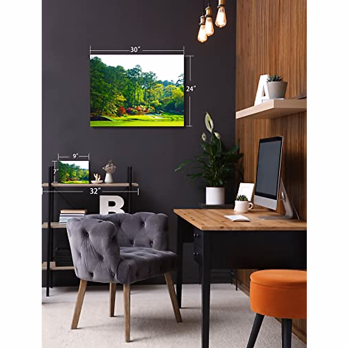 Augusta Golf Course - FRAMED - Canvas Print Home Decor Wall Art, Gallery Wrap Inner Frame, 24x24