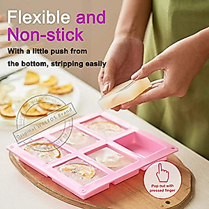 Silicone Soap Molds Set of 3, 6 Cavities Rectangle Silicone Soap Molds for Homemade Craft Soap Mold, Cake Mold, Chocolate Mold ＆ Ice Cube Tray（Blue & Purple ＆ Pink）