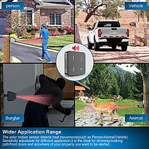 Solar Driveway Alarm System-1/4 Mile Long Transmission Range-Solar Powered No Need Replace Batteries-Outdoor Weatherproof Motion Sensor&Detector DIY Security Alert-1 Receiver and 2 Sensors KIT