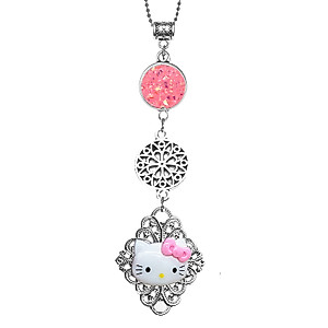 Handmade Kitty Bling Assorted Mirror Car Charm Hanger Ornament with adjustable chain