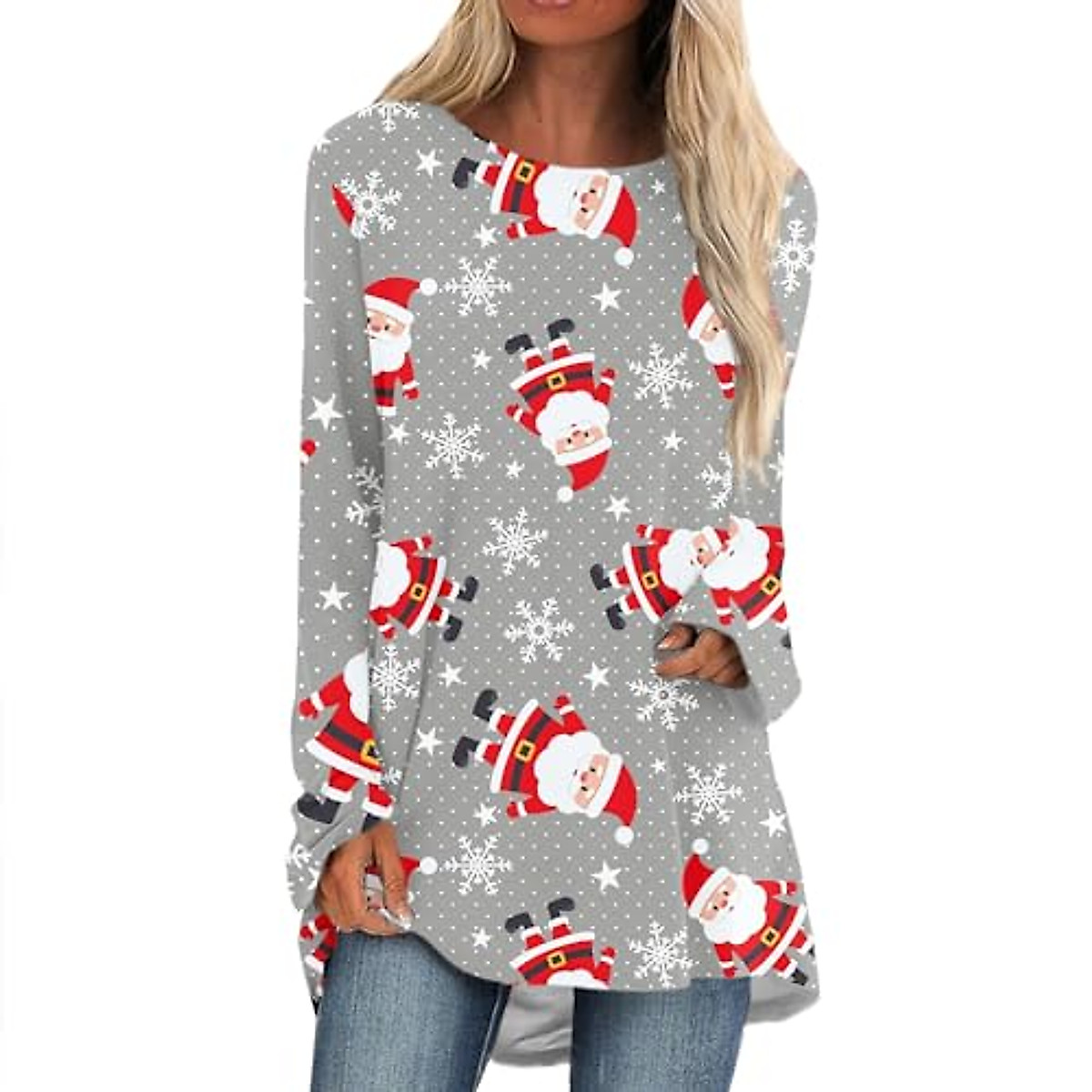 JJHAEVDY Fashion Shirts Sweatshirts for Women Trendy Sweatshirt Loose Fit Fall Outfits Lightweight Tshirts Flannel Shirts Long Sleeve Pullover(2-Light Gray,Large)