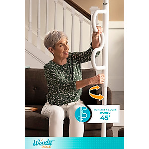 Stander Wonder Pole, Security Pole and Curve Grab Bar, Tension Mounted Floor to Ceiling Transfer Pole for Seniors, Elderly Adults, Bathroom Safety Assist and Stability Rail, Black